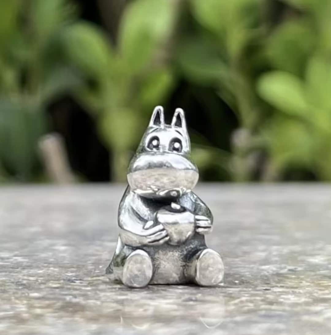 Sterling Silver Cute Hippo Hippopotamus With Apple Charm Bead Cute ...