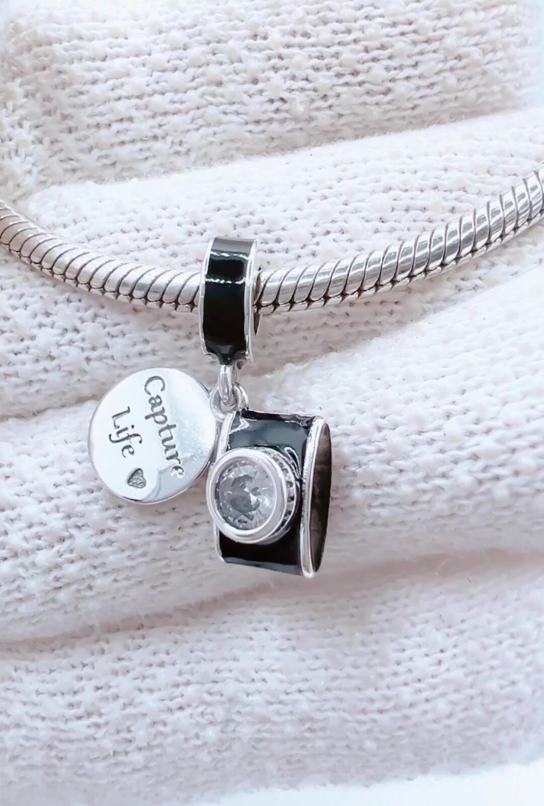 Capture Life Camera Dangle Charm , Photography Charm, Black Camera ...
