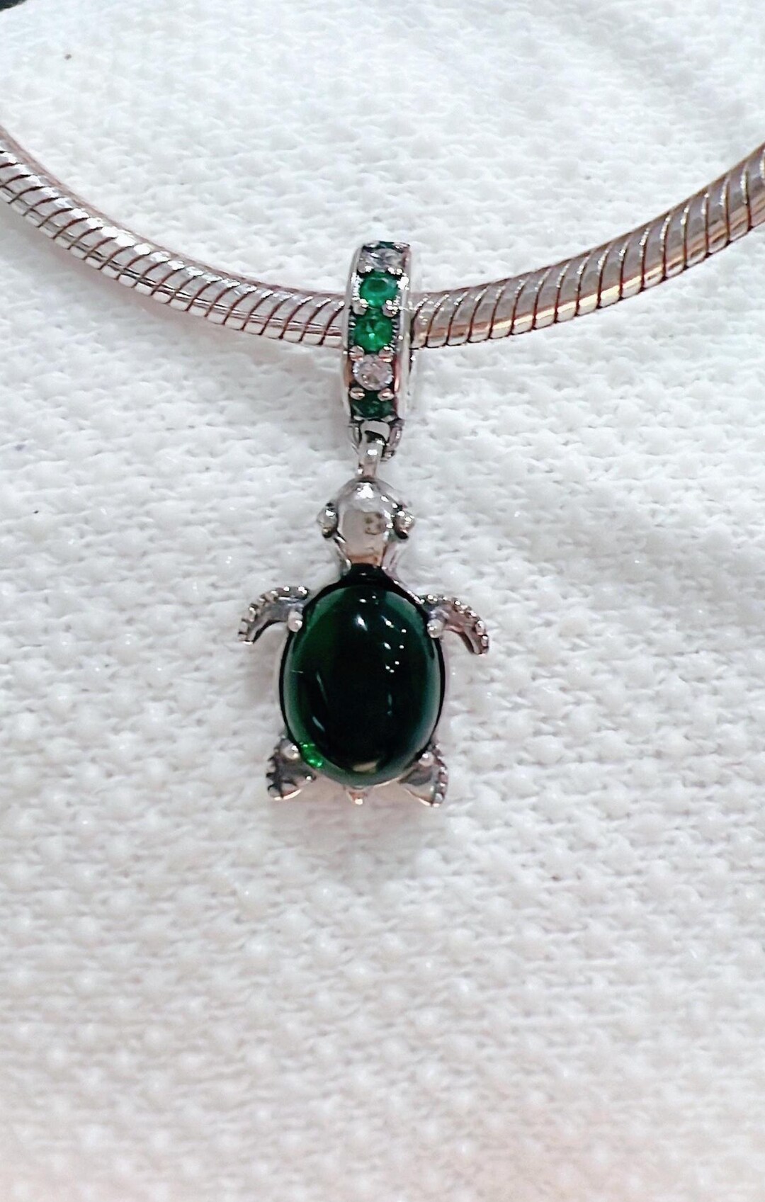 Sea Turtle Dangle Murano Green Glass Charm S925 Silver Charm for ...