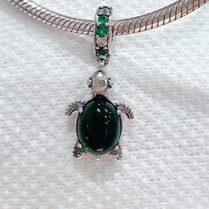 Sea Turtle Dangle Murano Green Glass Charm S925 Silver Charm for ...