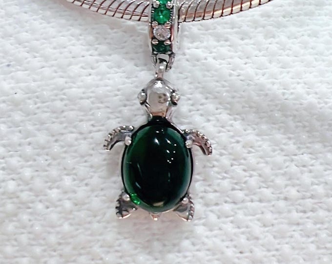 Sea Turtle Dangle Murano Green Glass Charm S925 Silver Charm for ...