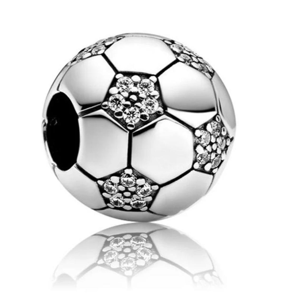 Sparkling Soccer Ball Charm ,football Charm, S925 Sterling Silver Charm ...