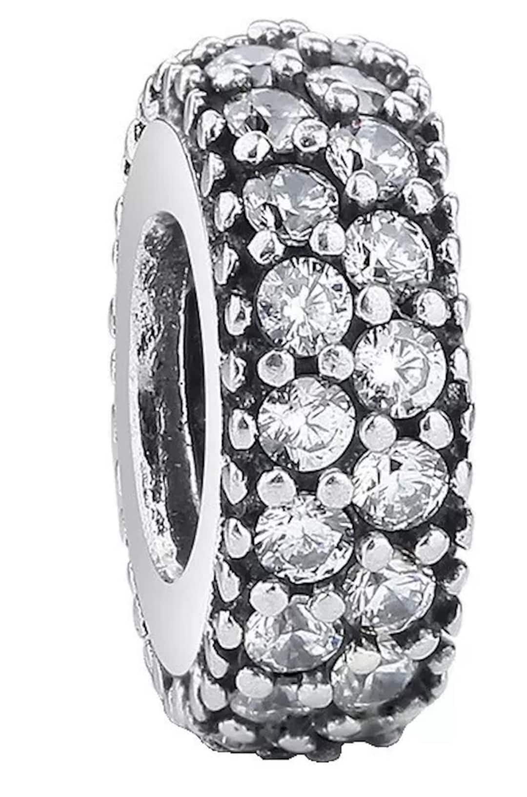 Clear Pave Sparkle Spacer Charm 925 Silver Charm for Pandora Bracelet ...