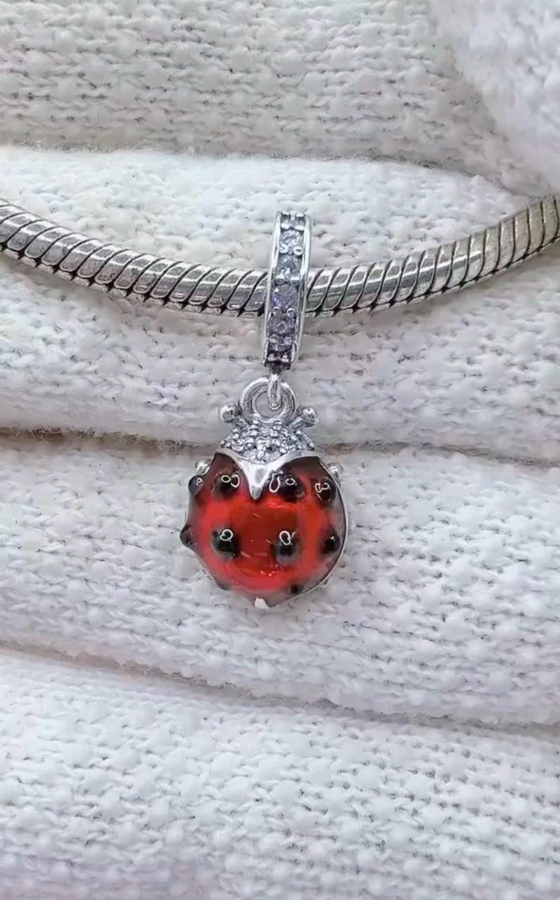 Red Ladybird Dangle Charm S925 Sterling Silver Charm for Pandora ...