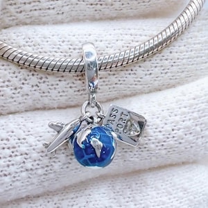 Passport World Travel Charm,925 Silver Charm for Bracelet, Necklace - Etsy