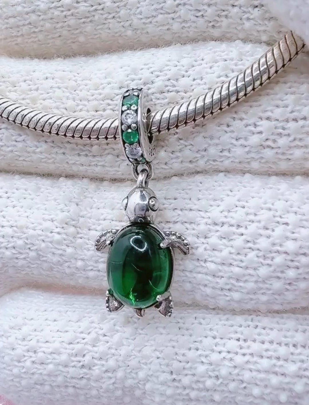 Sea Turtle Dangle Murano Green Glass Charm S925 Silver Charm for ...