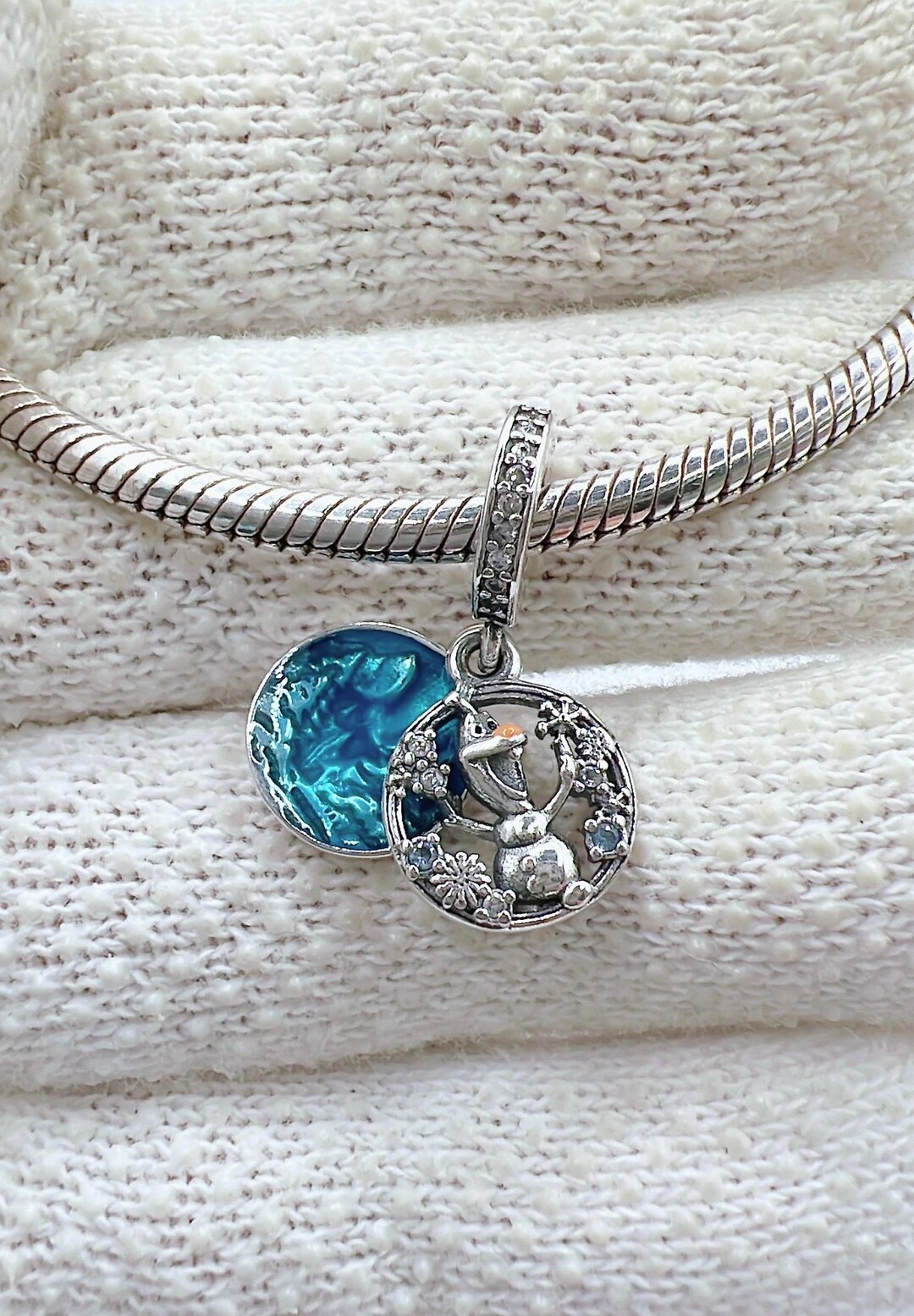 Frozen Snow Olaf Double Dangle Charm,s925 Sterling Silver Charm Fit ...