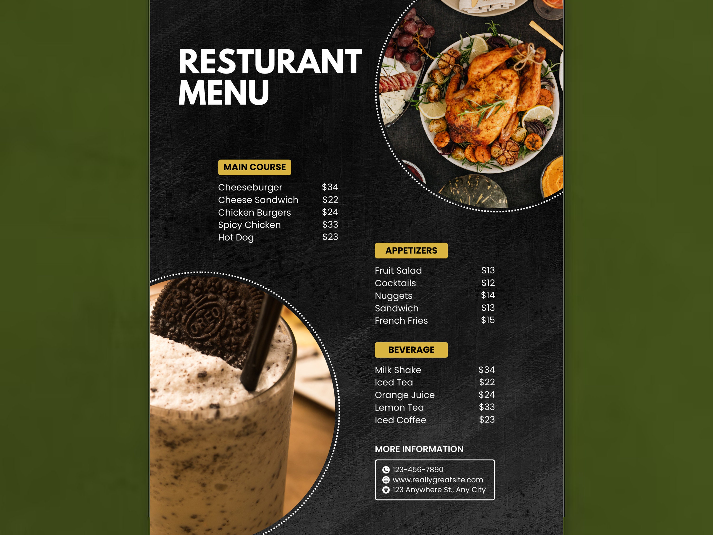 Modern Restaurant Menu Design Creative Cuisine Choices and Tempting ...