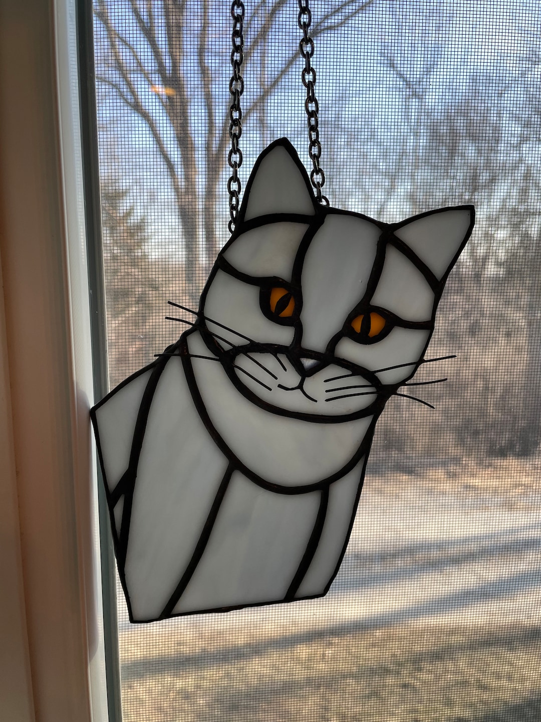Stained Glass Peeking Cat Suncatcher - Etsy