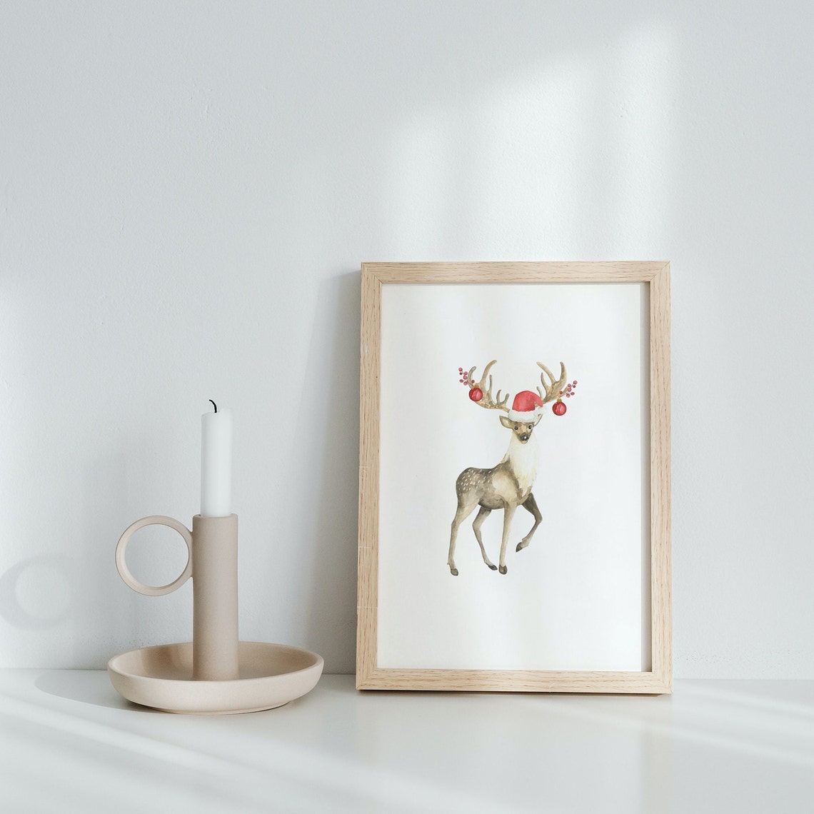 Christmas Rudolph the Red Nose Reindeer Art Print, Nordic Apartment ...