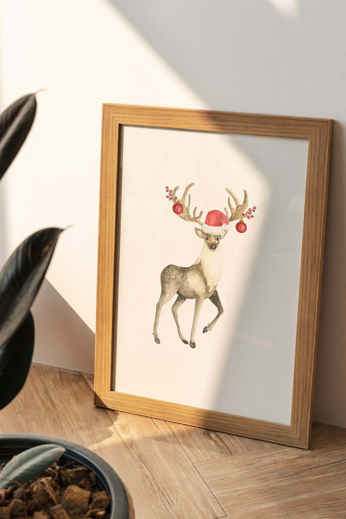 Christmas Rudolph the Red Nose Reindeer Art Print, Nordic Apartment ...