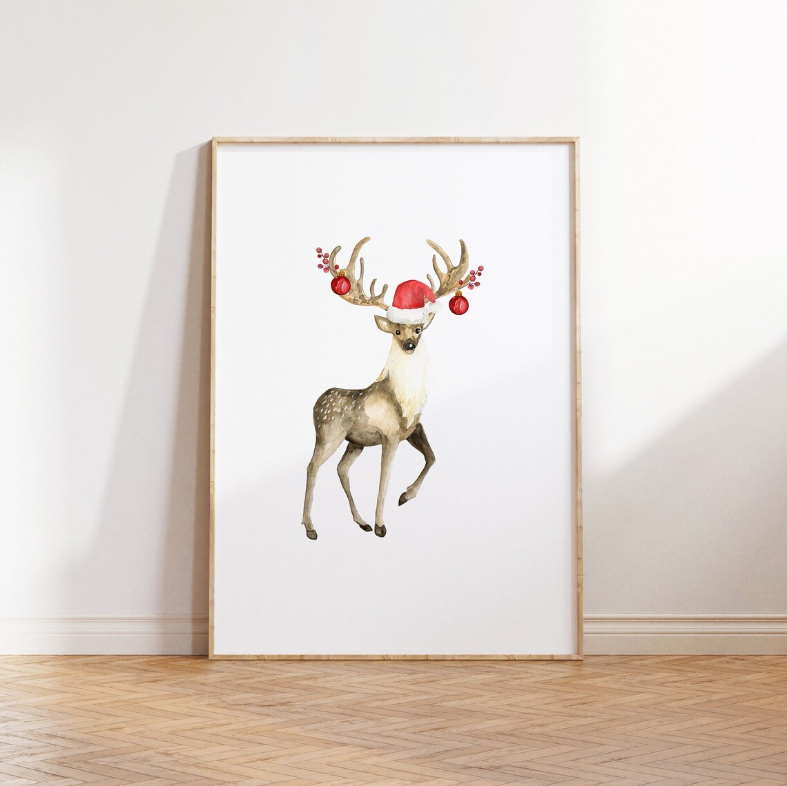 Christmas Rudolph the Red Nose Reindeer Art Print, Nordic Apartment ...