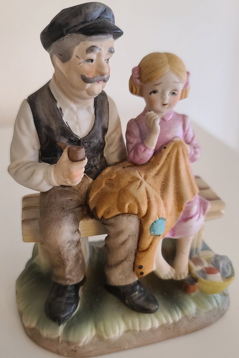 Vintage Lefton Porcelain Figurine: Grandfather Teaching Sewing - Etsy