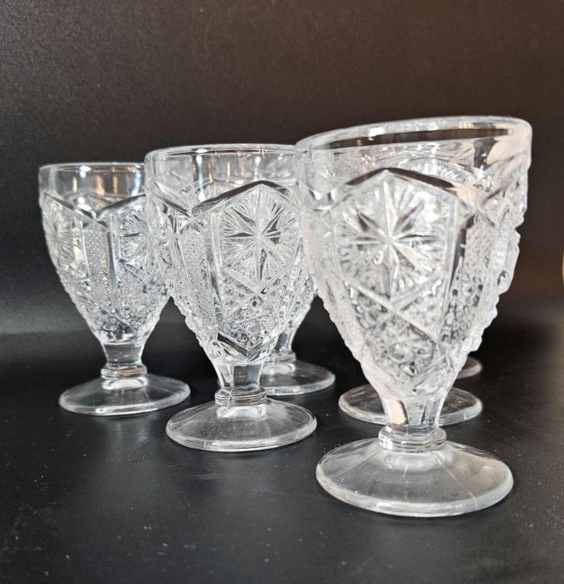 Vintage Imperial Glass Wine Glasses: Mogul Starburst Pattern, Set of 6 ...
