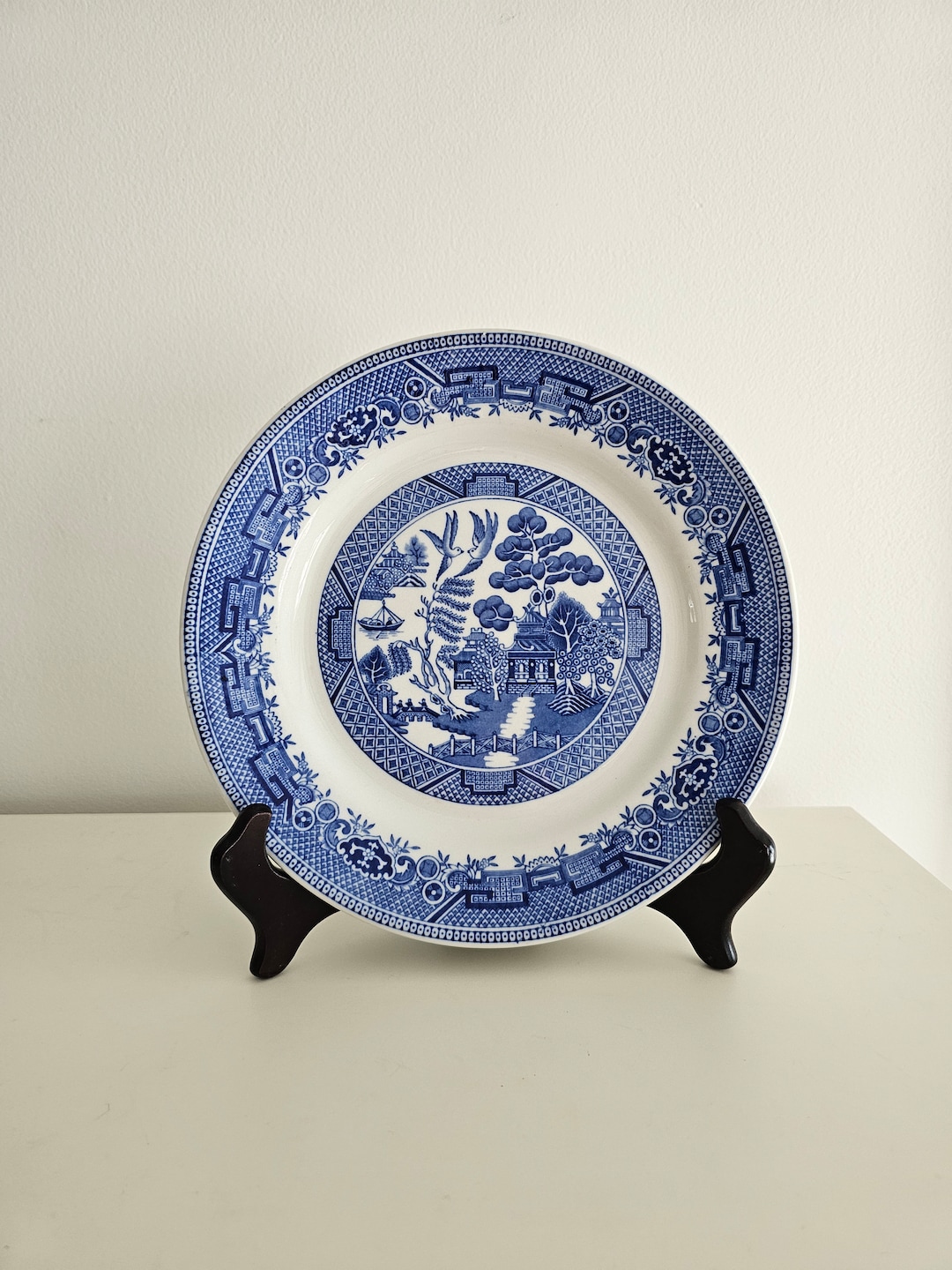 Carr China Blue Willow Dinner Plate 9.75" MADE IN USA Restaurant Ware Asian Willow Cobalt Blue ...