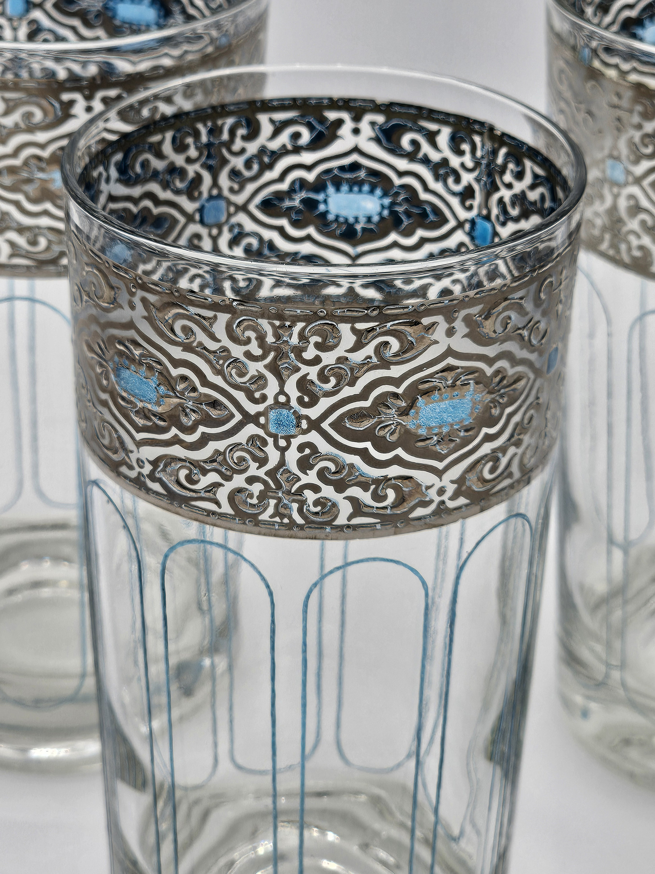 Vintage Culver Glassware Sorrento Silver Platinum Set of 4 Highball ...