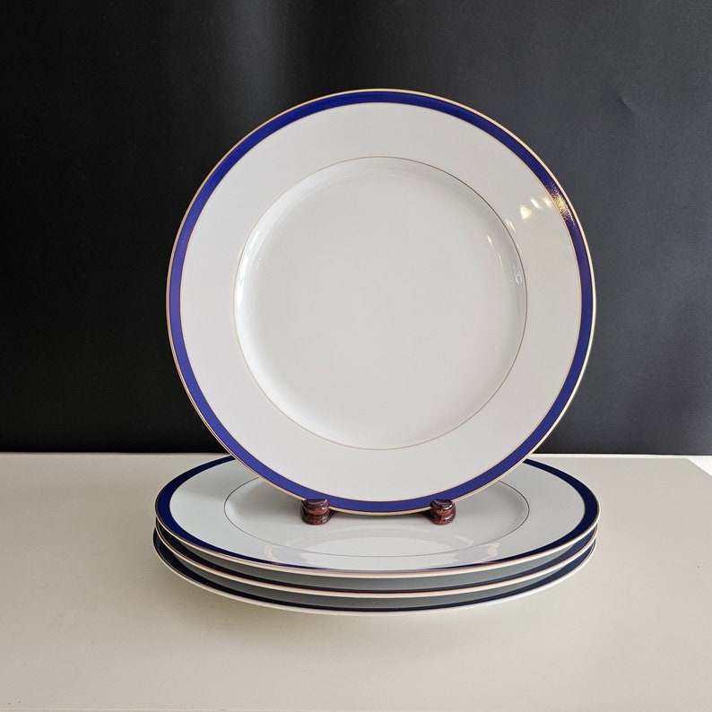 Gorham Royal Imperial Cobalt Dinner Plates - Set of 4, 24kt Gold China ...