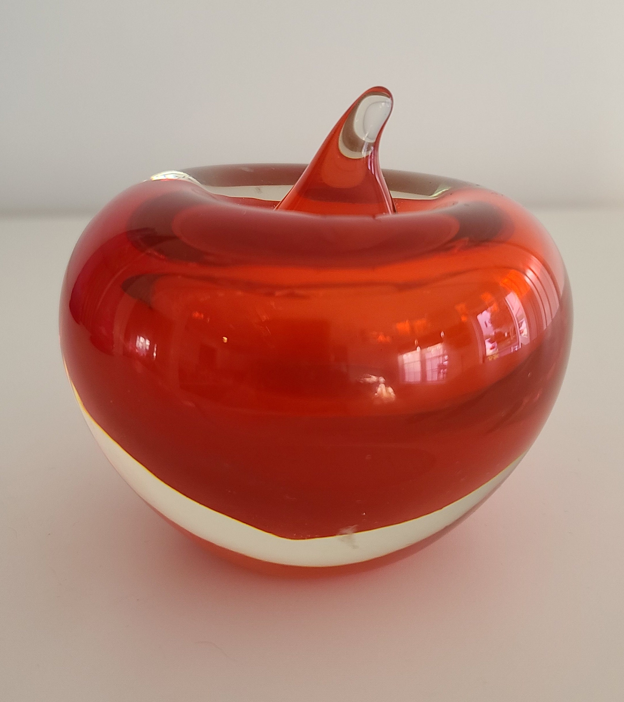 Vintage Blenko Red Apple Handblown Glass Paperweight - Etsy
