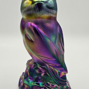 Rare Fenton 95th Anniversary Purple Carnival Glass Horned Owl ...