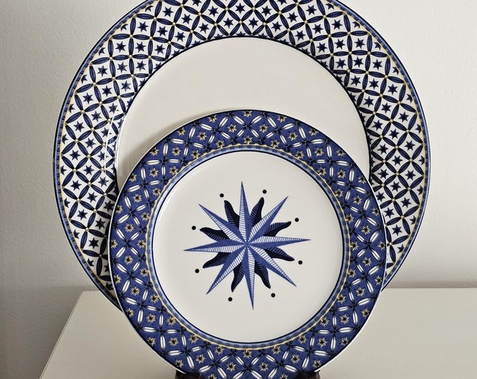 Victoria & Beale Casual Williamsburg 9026 Cobalt Blue and White Star ...