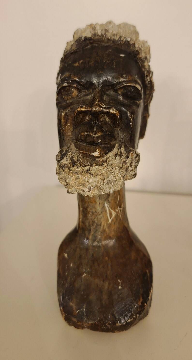 Vintage Hand Carved African Soapstone Bust 8" Tribal Leader - Etsy