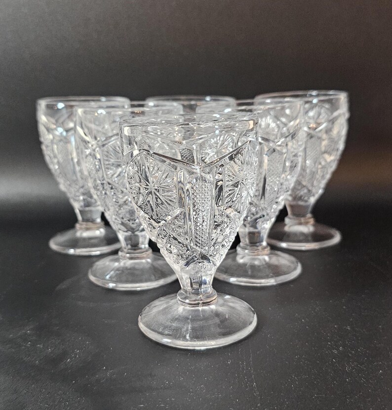 Vintage Imperial Glass Wine Glasses: Mogul Starburst Pattern, Set of 6 ...