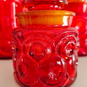LE Smith Moon and Stars Amberina Ruby Red Glass Canister Set With Lids ...
