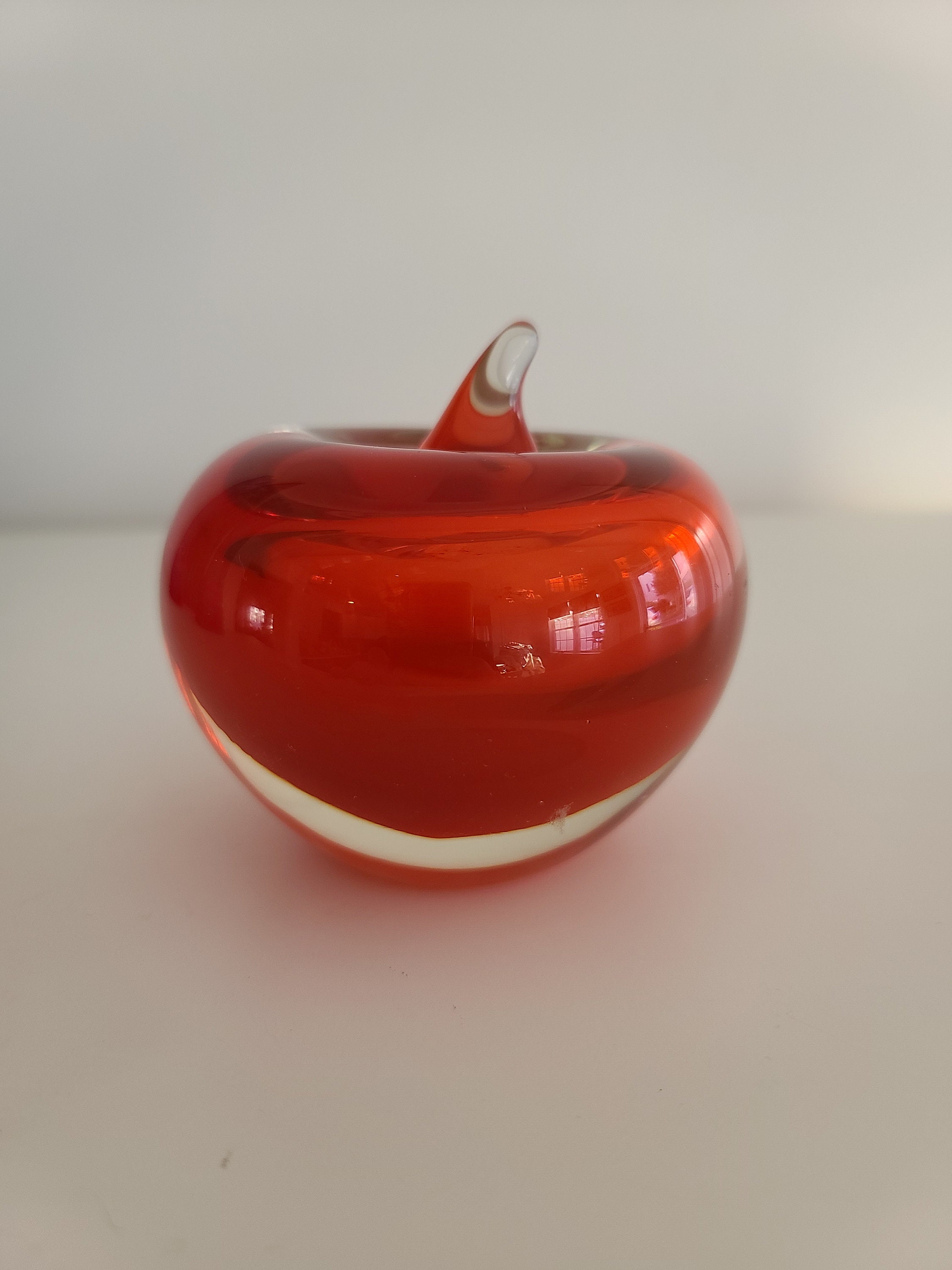 Vintage Blenko Red Apple Handblown Glass Paperweight - Etsy