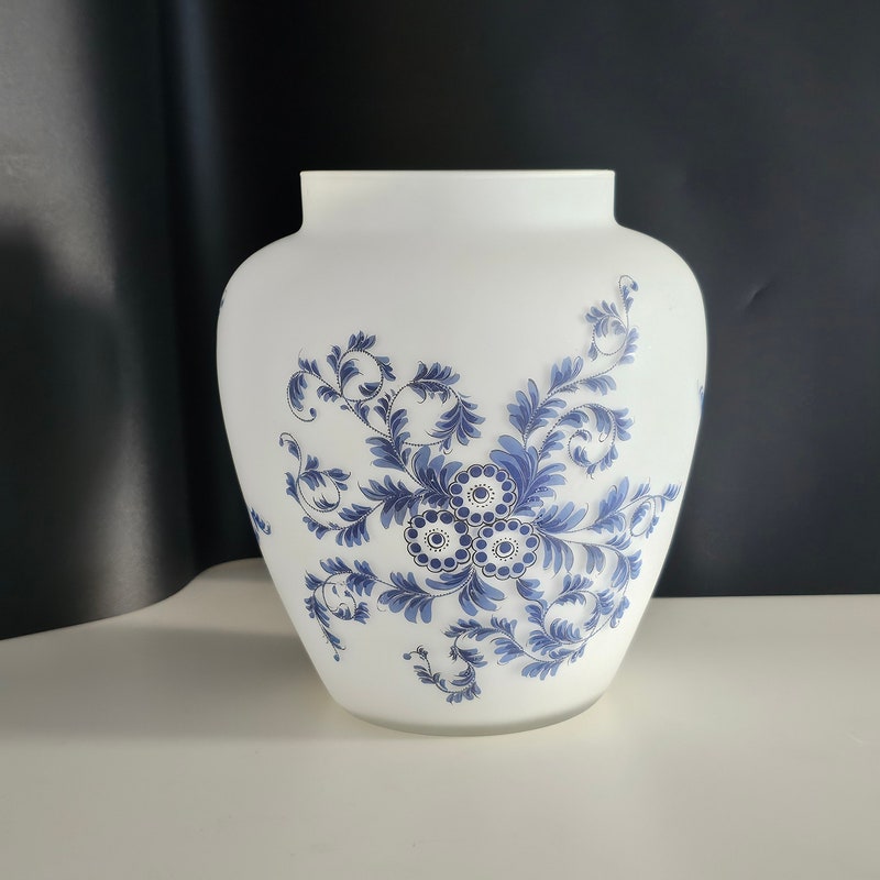 Blue Glass Vase Wide Mouth - Etsy