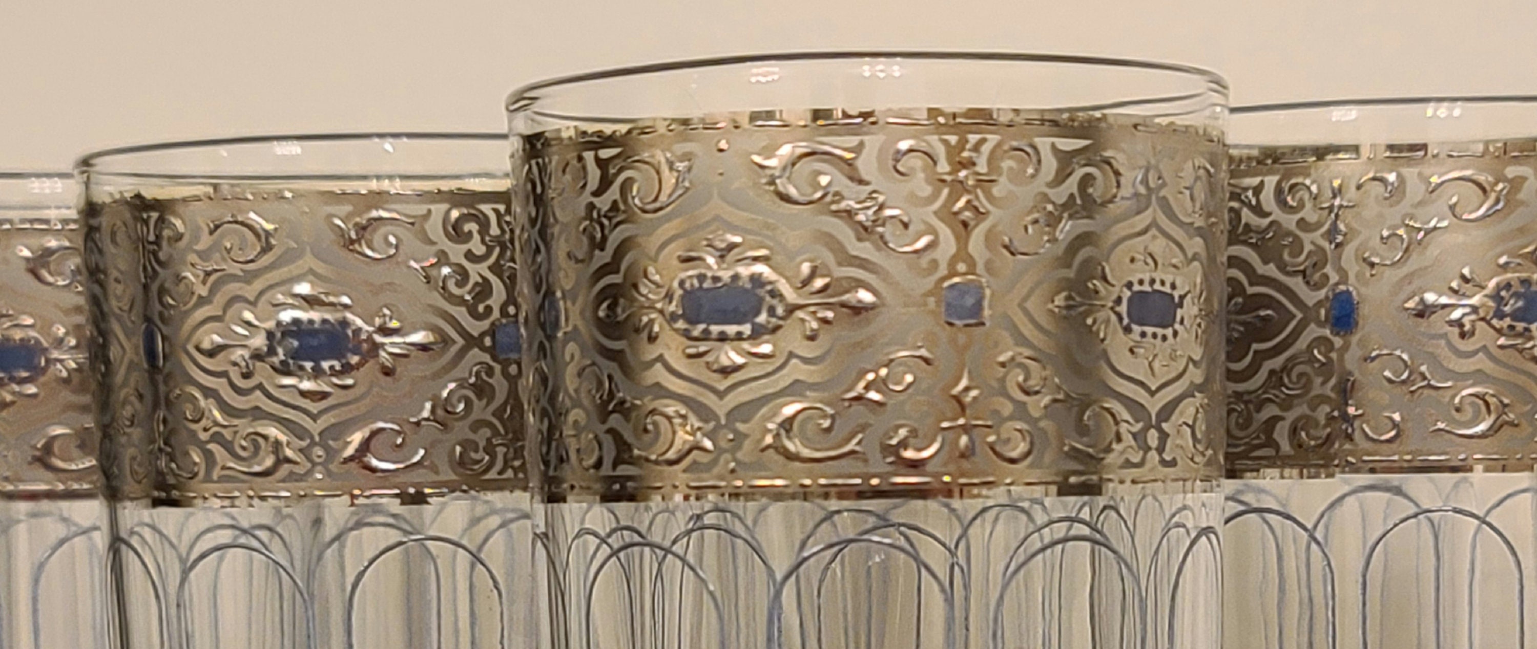 Vintage Culver Glassware Sorrento Silver Platinum Set of 4 Highball ...