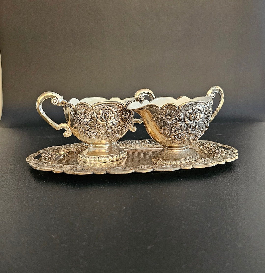 Himark Japan Tea Service Set Cream and Sugar With Tray 3 Pcs Ornate ...