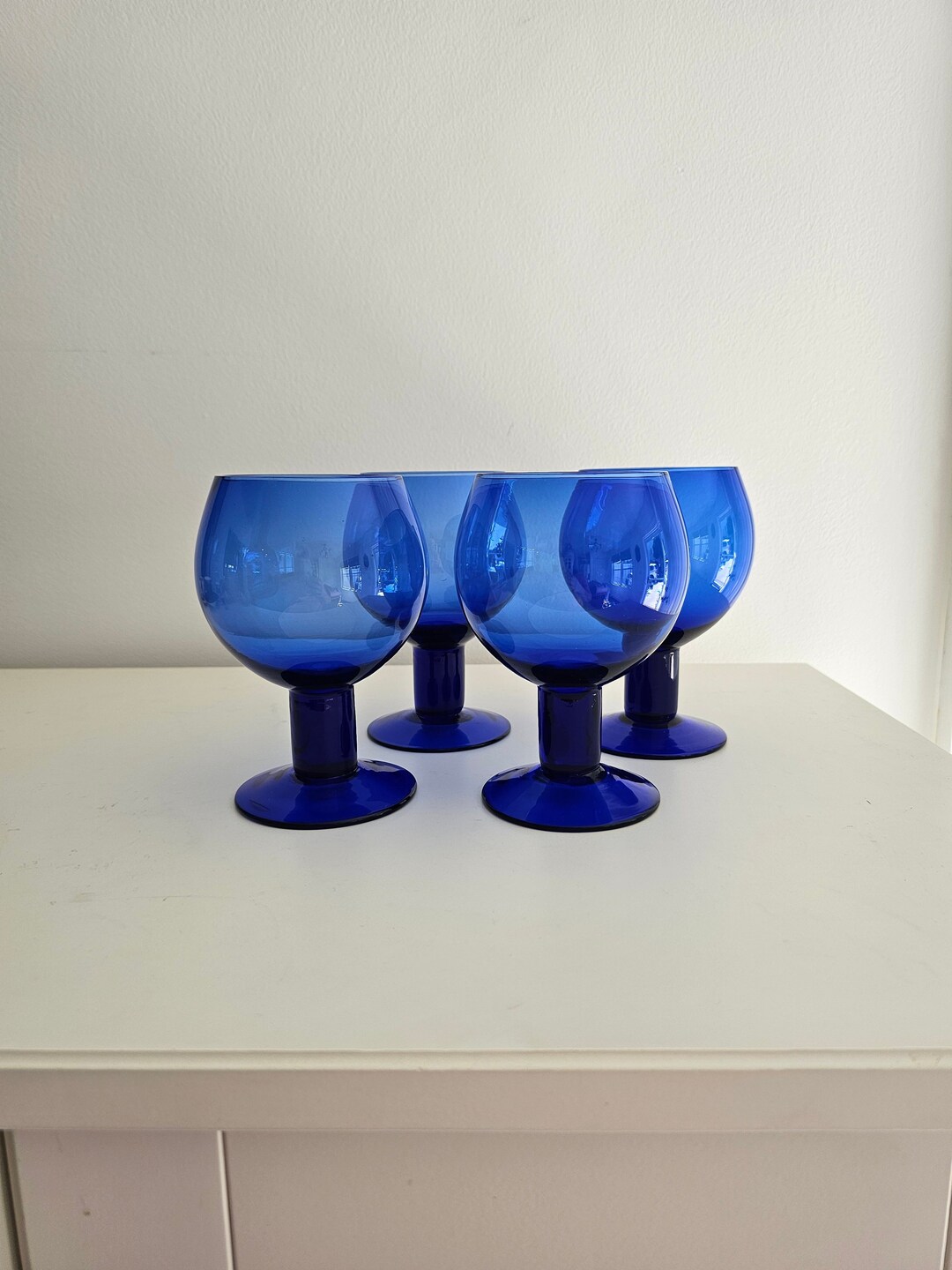 Vintage Cobalt Blue Brandy Snifters SET OF 4 Cognac Brandy Glasses ...