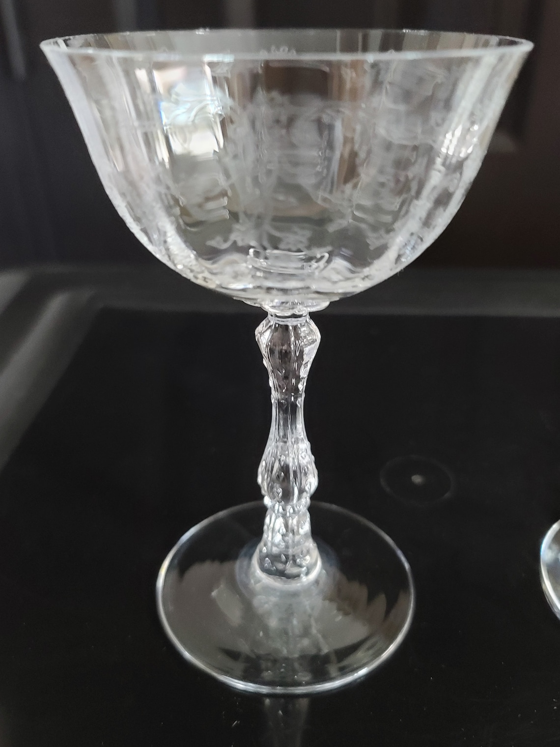 RARE 1940s Fostoria Navarre Etched Glass Stemware SET OF 2 Champagne ...