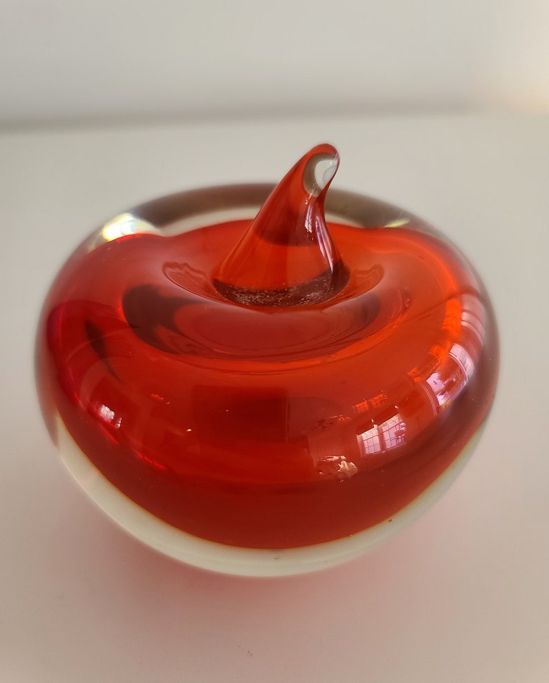 Vintage Blenko Red Apple Handblown Glass Paperweight - Etsy