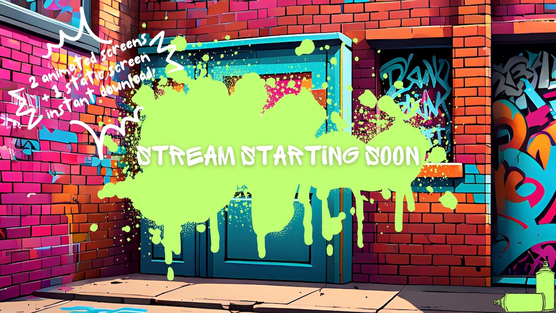 ANIMATED Twitch Screens Colorful Graffiti Simple Twitch Scenes Gamer ...