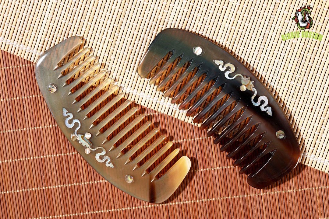 Mosaic Brush Buffalo, Handmade Buffalo Horn Comb, Vintage Massage Hair ...