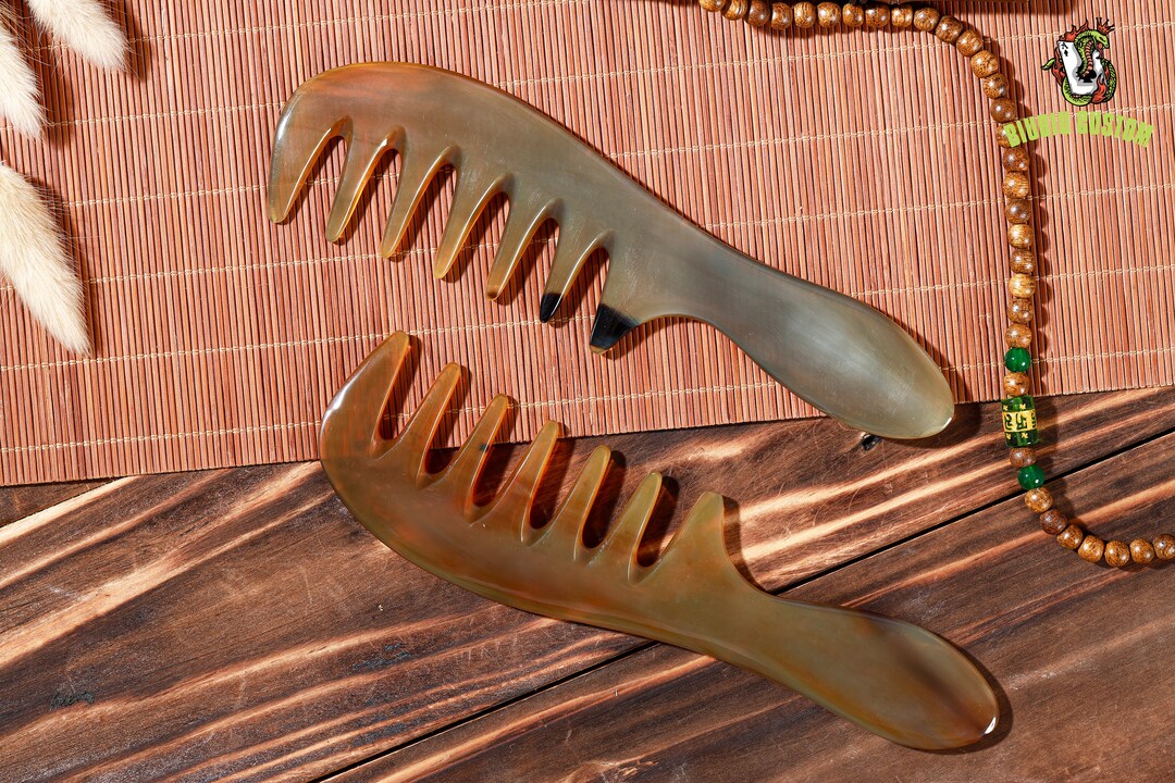 Mosaic Brush Buffalo, Handmade Buffalo Horn Comb, Vintage Massage Hair ...