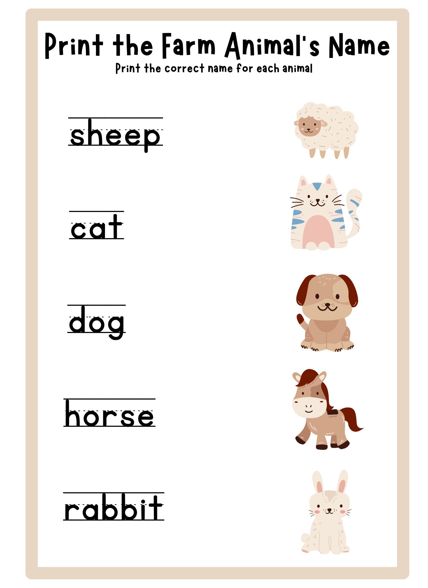 Farm Animals Educational Printable Activity Pack - Etsy