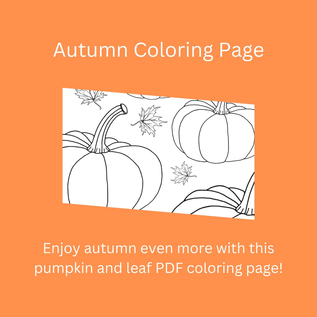 Autumn Pumpkin and Leaf Coloring Page - Etsy