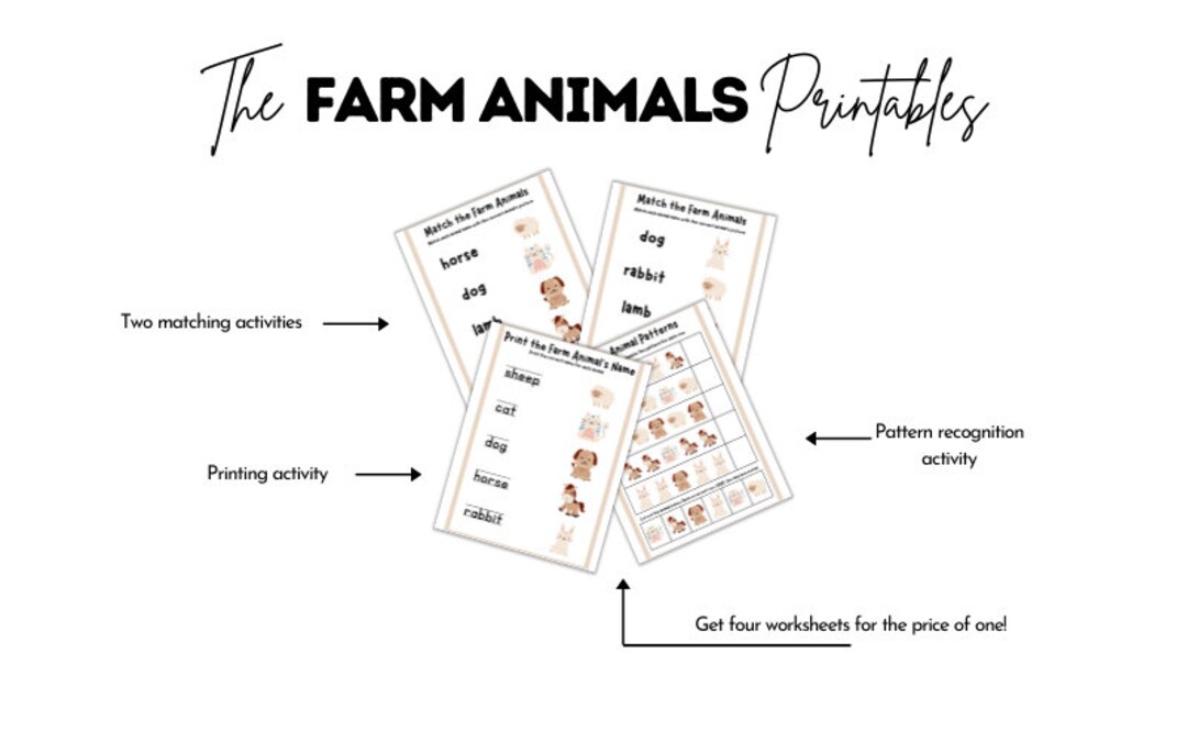 Farm Animals Educational Printable Activity Pack - Etsy