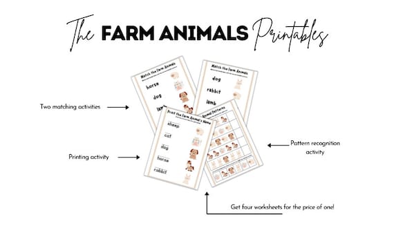 Farm Animals Educational Printable Activity Pack - Etsy