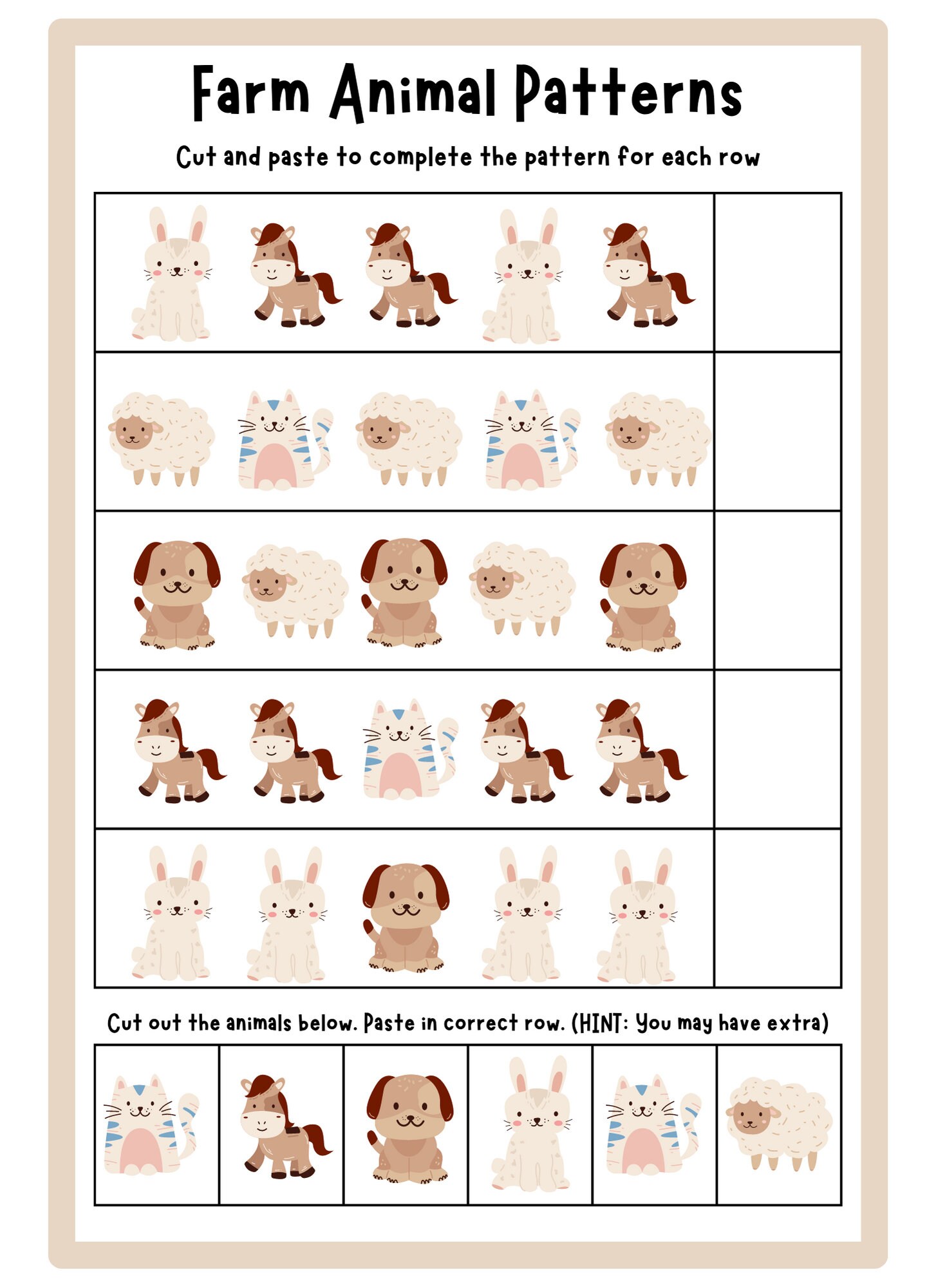 Farm Animals Educational Printable Activity Pack - Etsy