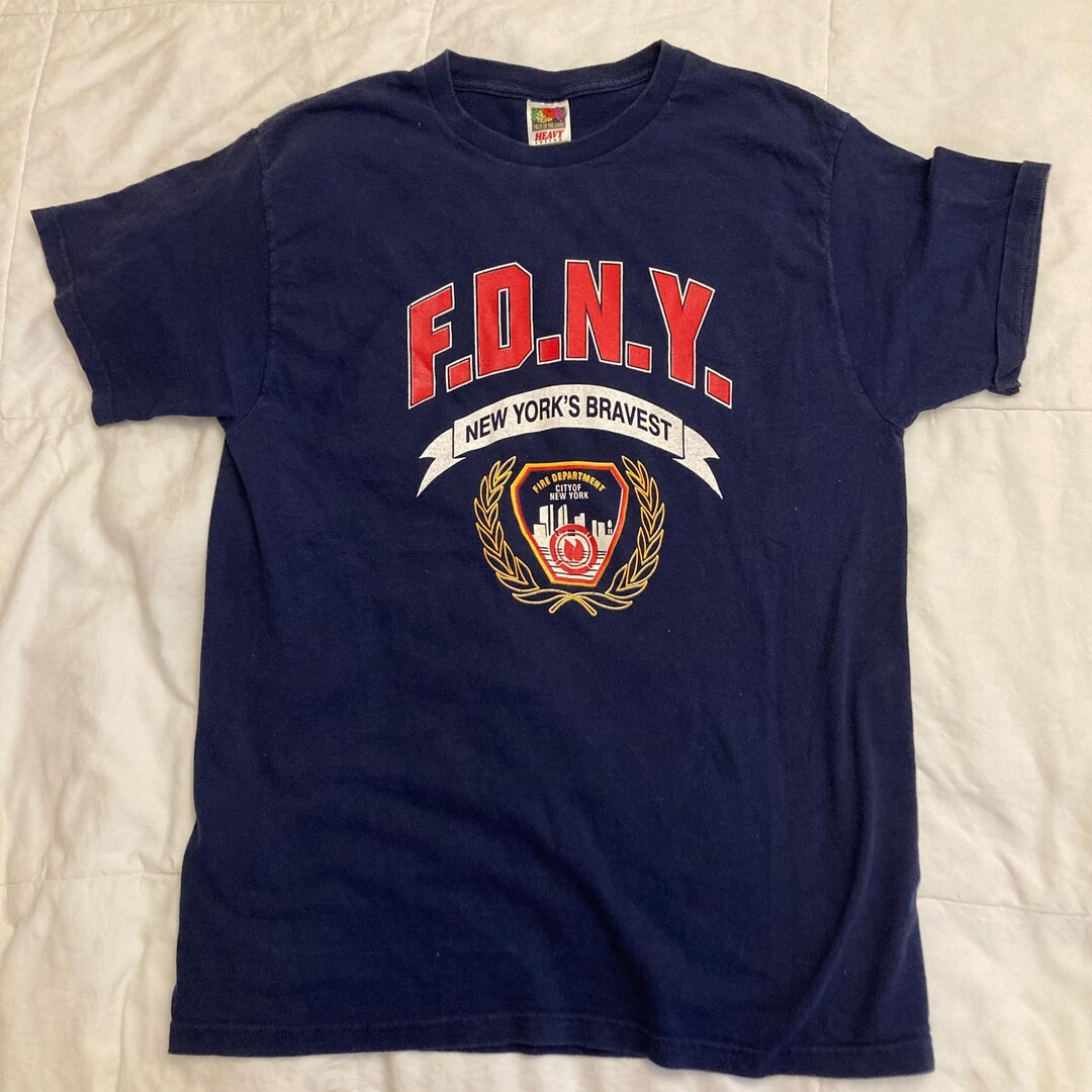 90s New York City Fire Dept T-shirt • FDNY Vintage Tee • Size Large ...