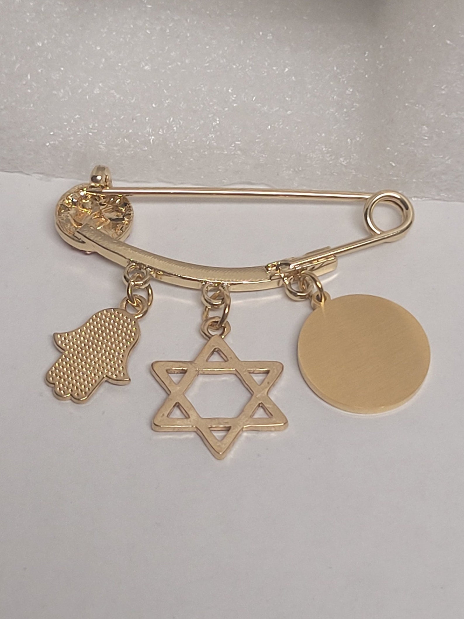 Baby Girl Jewish Pin With Chai and Hamsa - Etsy