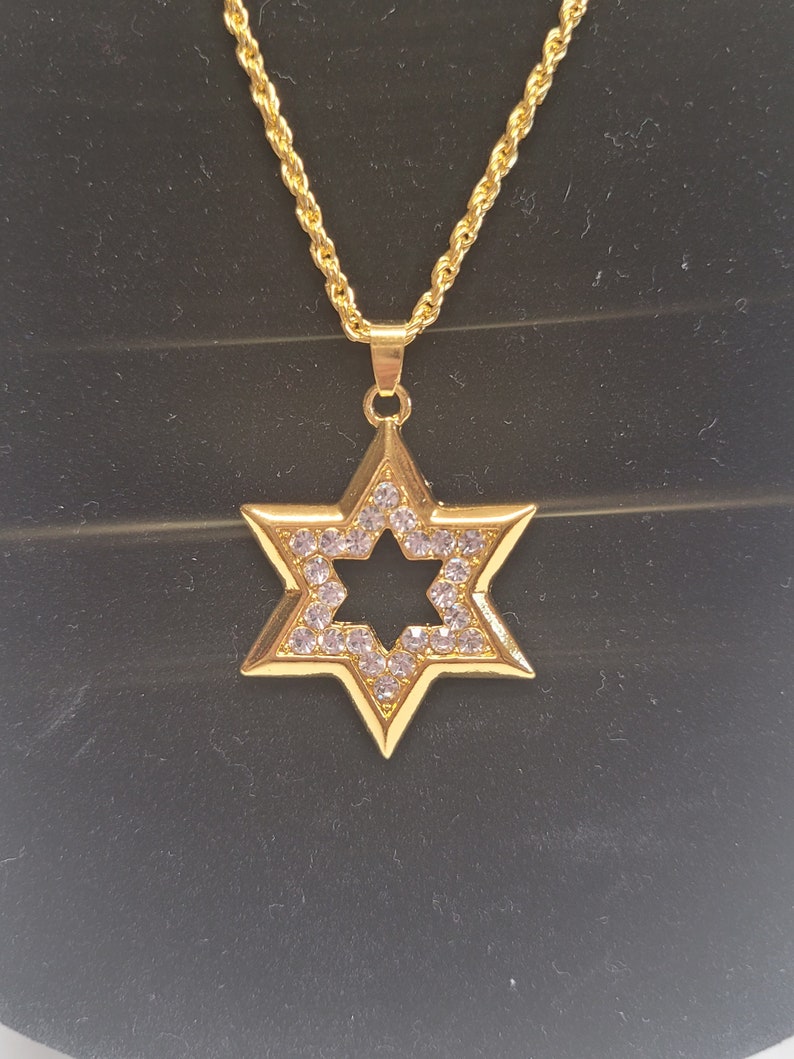 Gold and Cubic Zirconia Star of David Necklace - Etsy