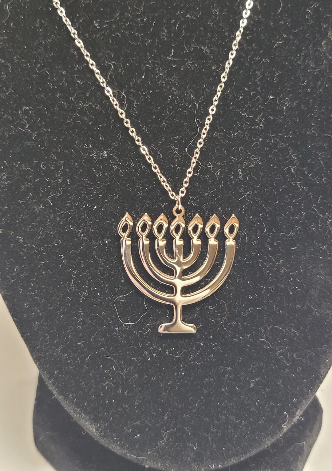 Stainless Steel Jewish Menorah Necklace - Etsy