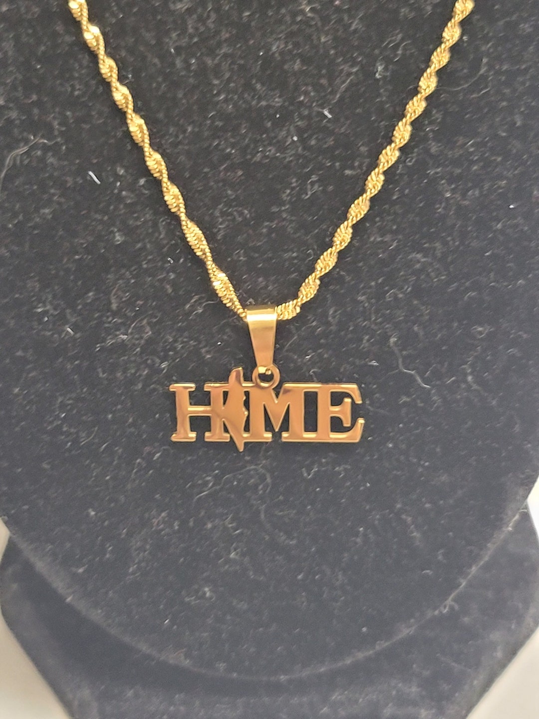 Stainless Steel Gold Israel is My Home Necklace - Etsy