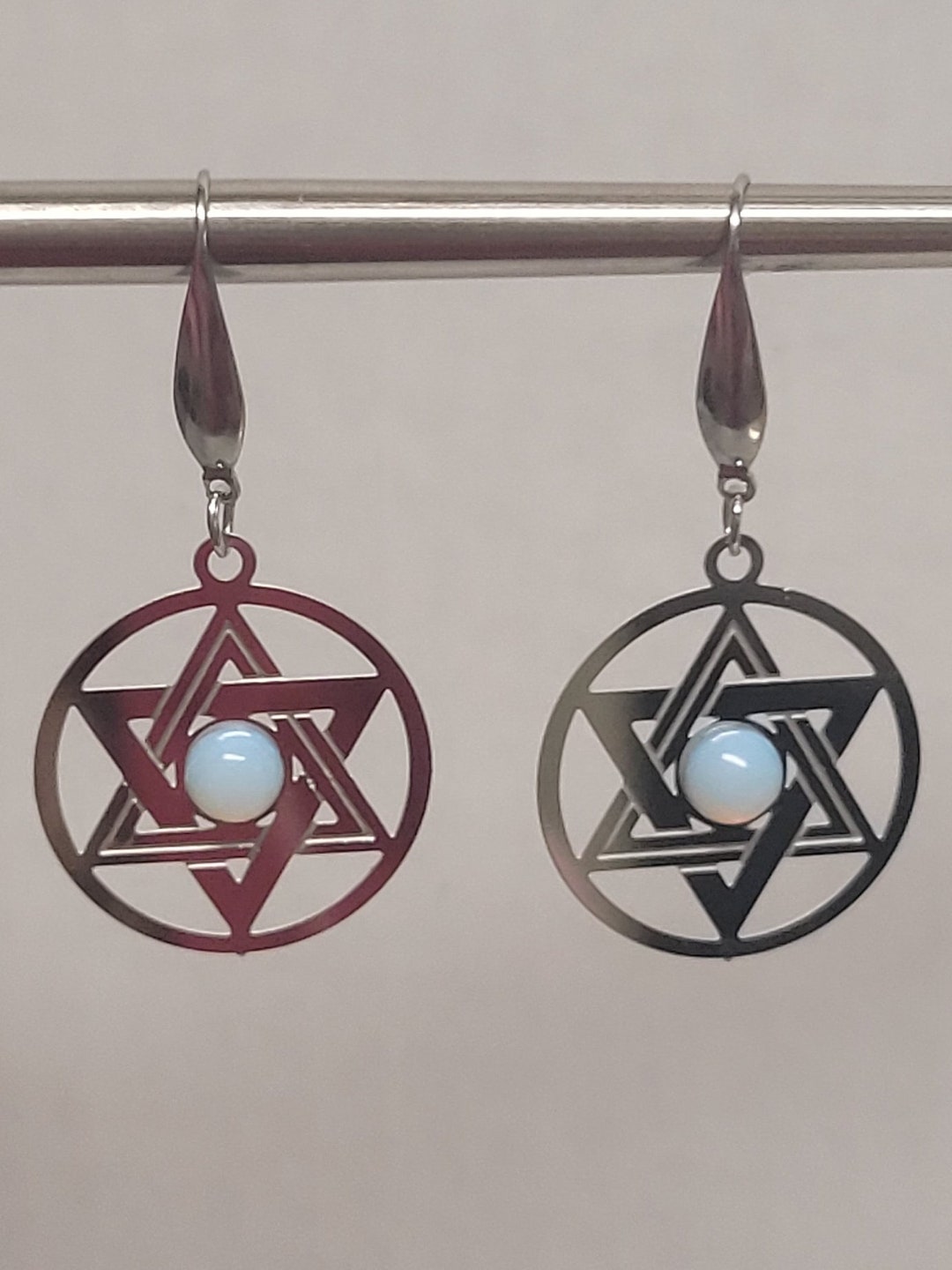 Silver Star of David Dangle Earrings - Etsy