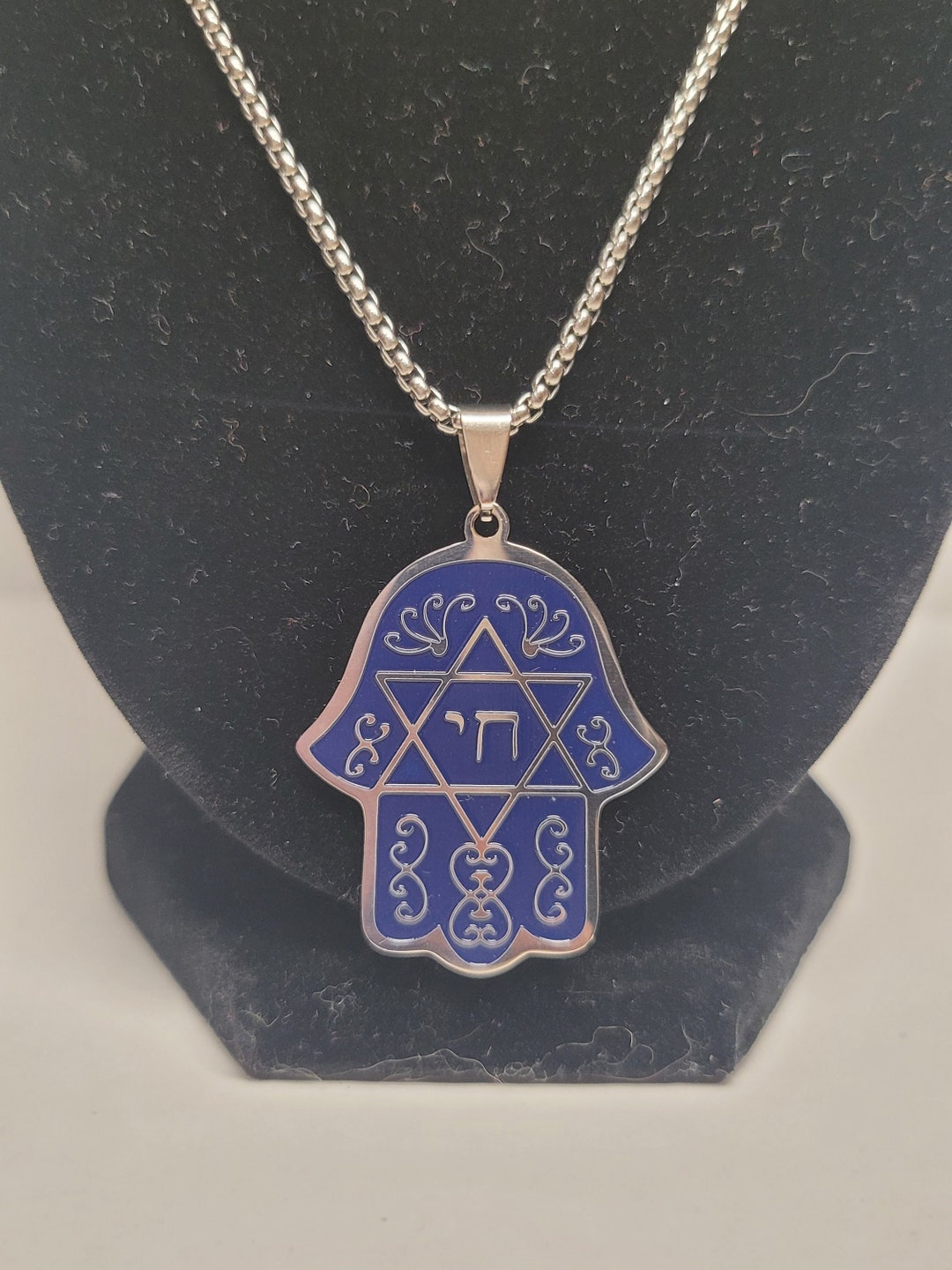 Stainless Steel Jewish Hamsa Necklace - Etsy