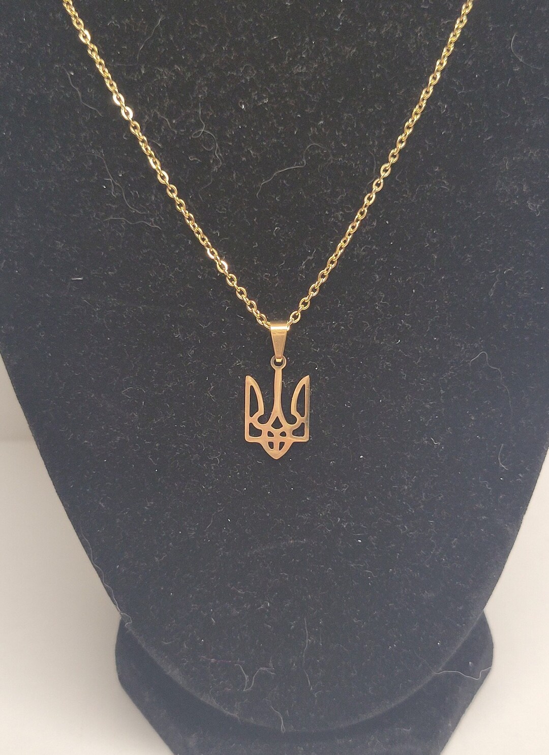 Stainless Steel Gold Ukraine Trident Necklace - Etsy